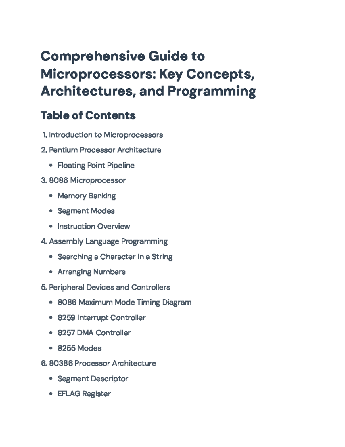 Comprehensive Microprocessors Guide: Architecture & Programming Notes ...