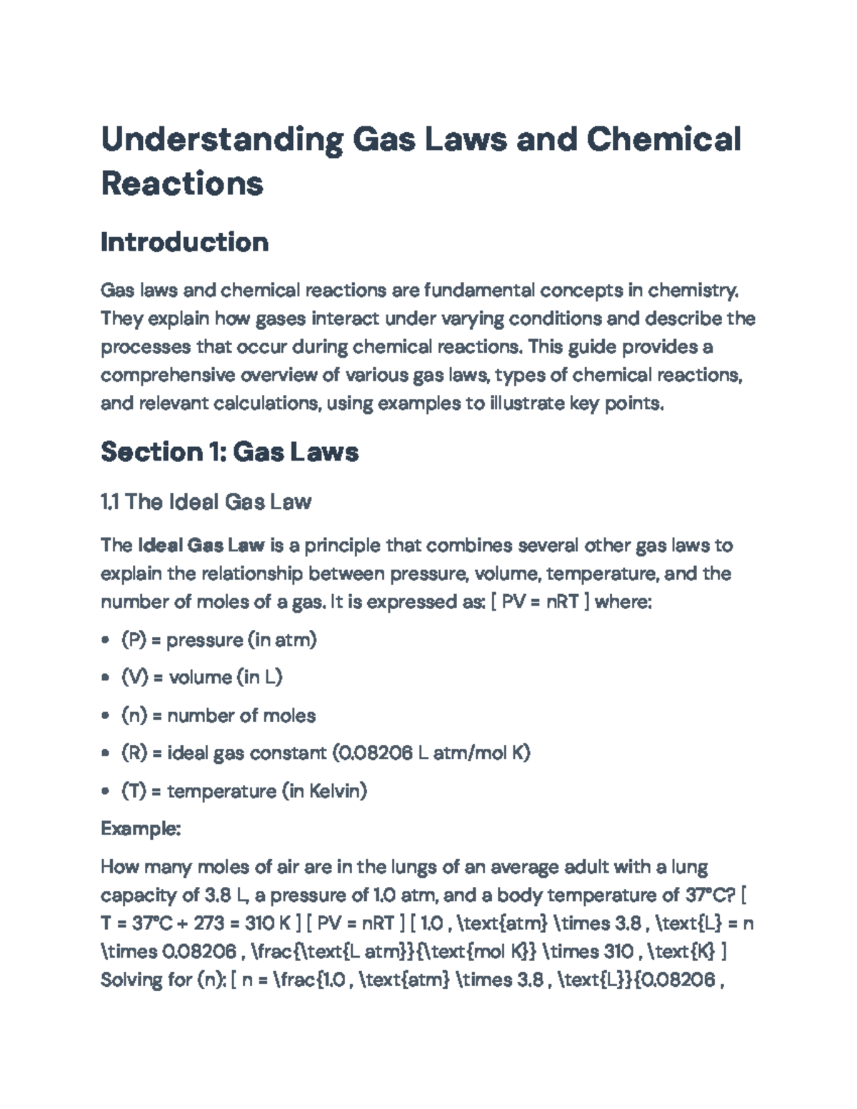 Understanding Gas Laws and Chemical Reactions: A Comprehensive Guide ...