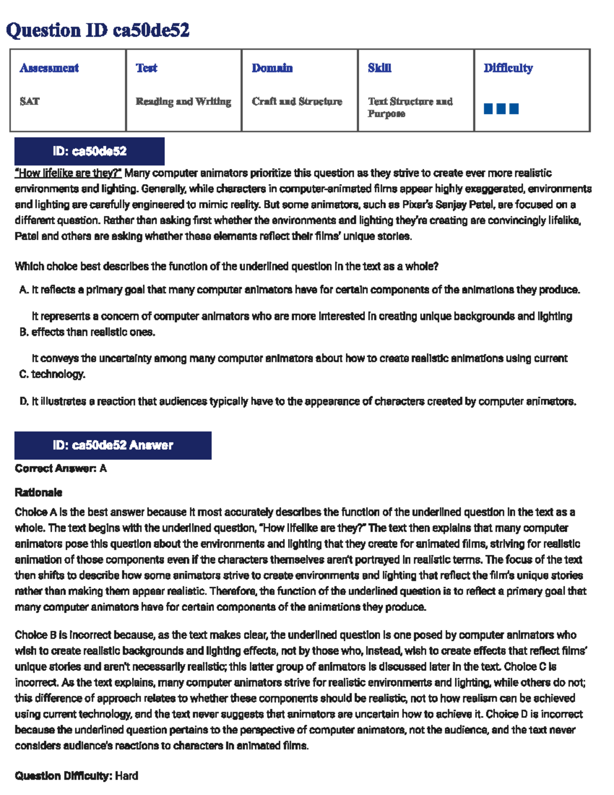 SAT Reading and Writing Assessment Test: Craft and Structure Analysis ...