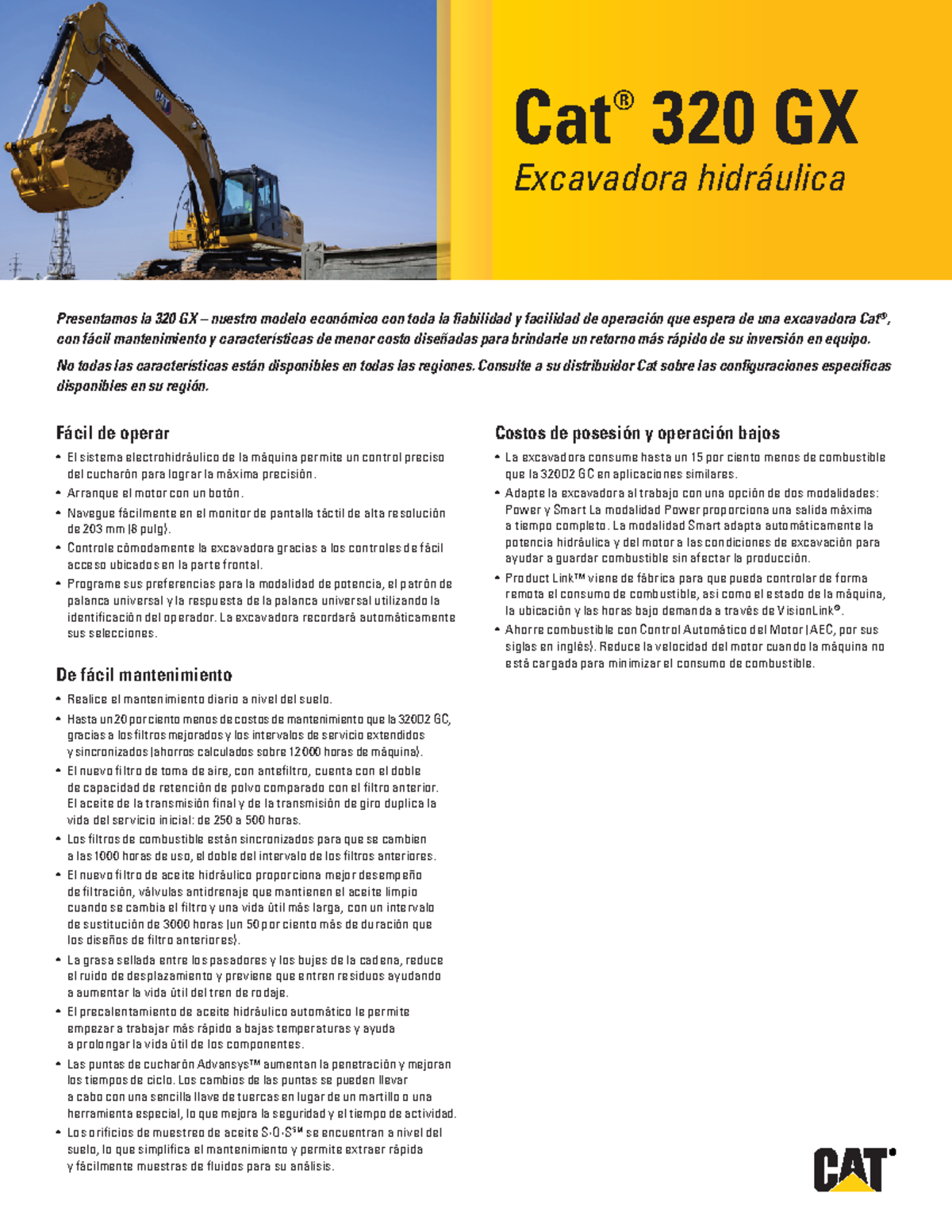 FT CAT 320 GX - Parte 1: Ficha Técnica y Operación Eficiente - Studocu