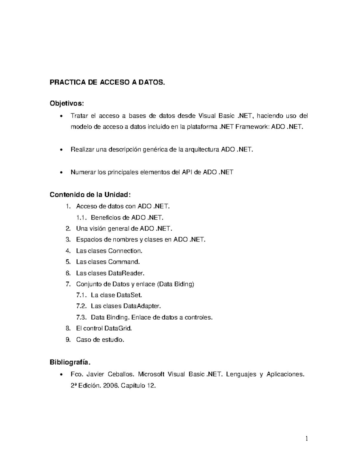 Guía Práctica ADO.NET y Acceso a MySQL en Visual Basic .NET - Studocu