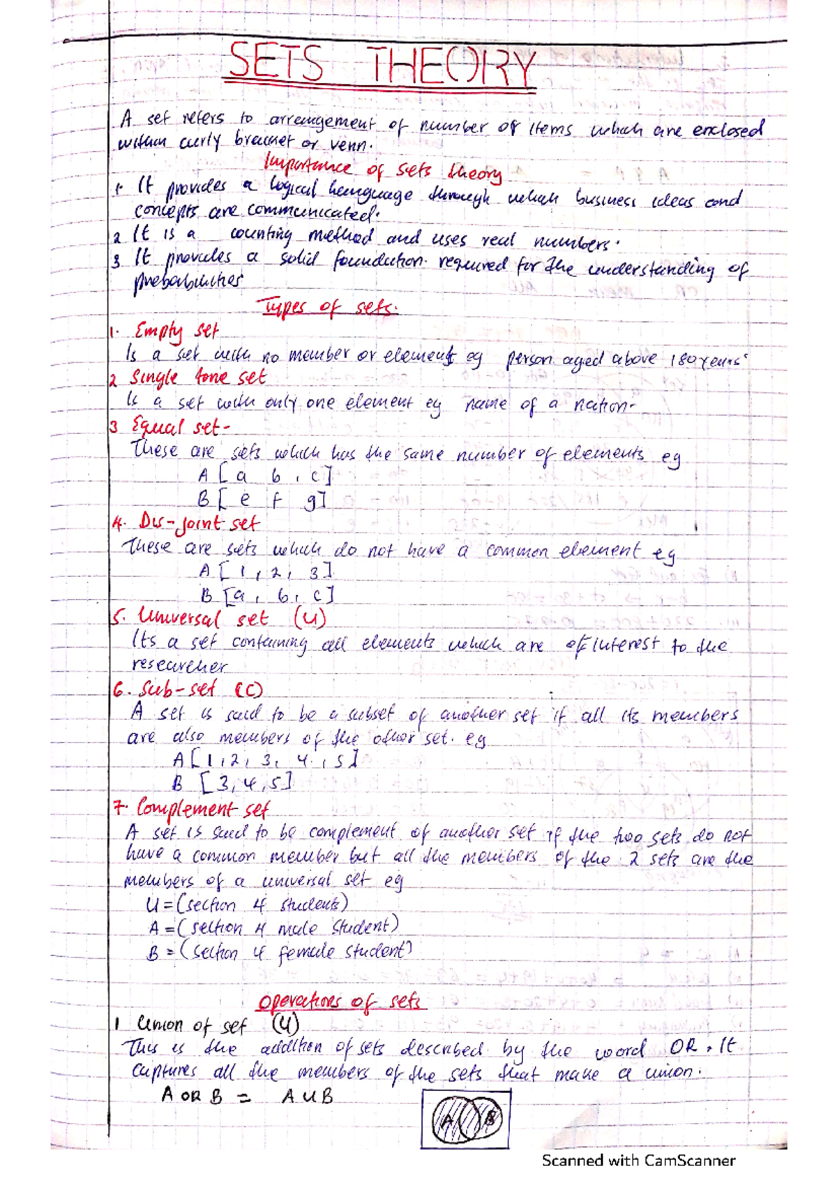 Sets theory cpa - SETS THEORY A set refers to arrengement of number or ...