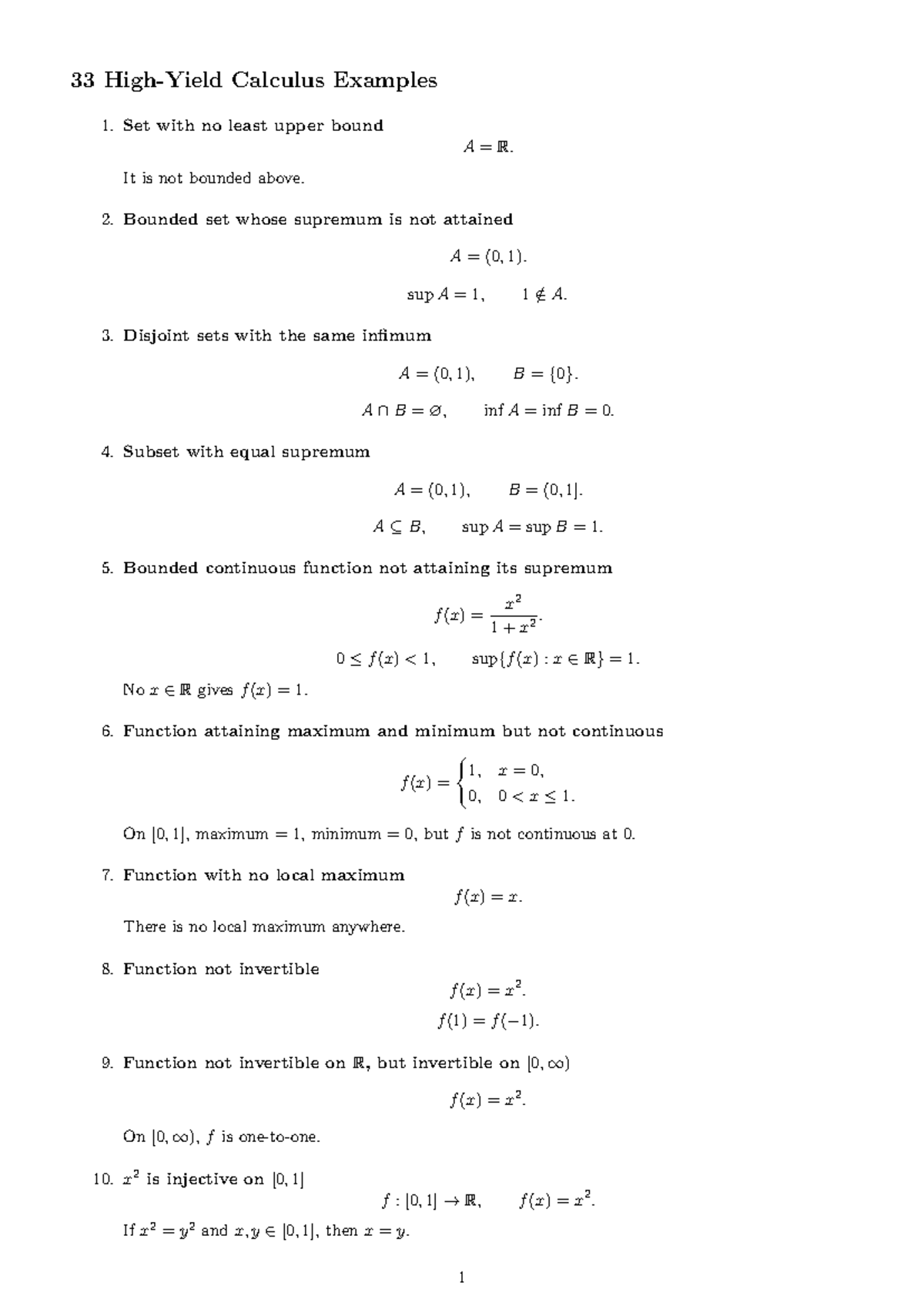 Calculus Examples 1: Key Concepts and Functions Explained - Studocu