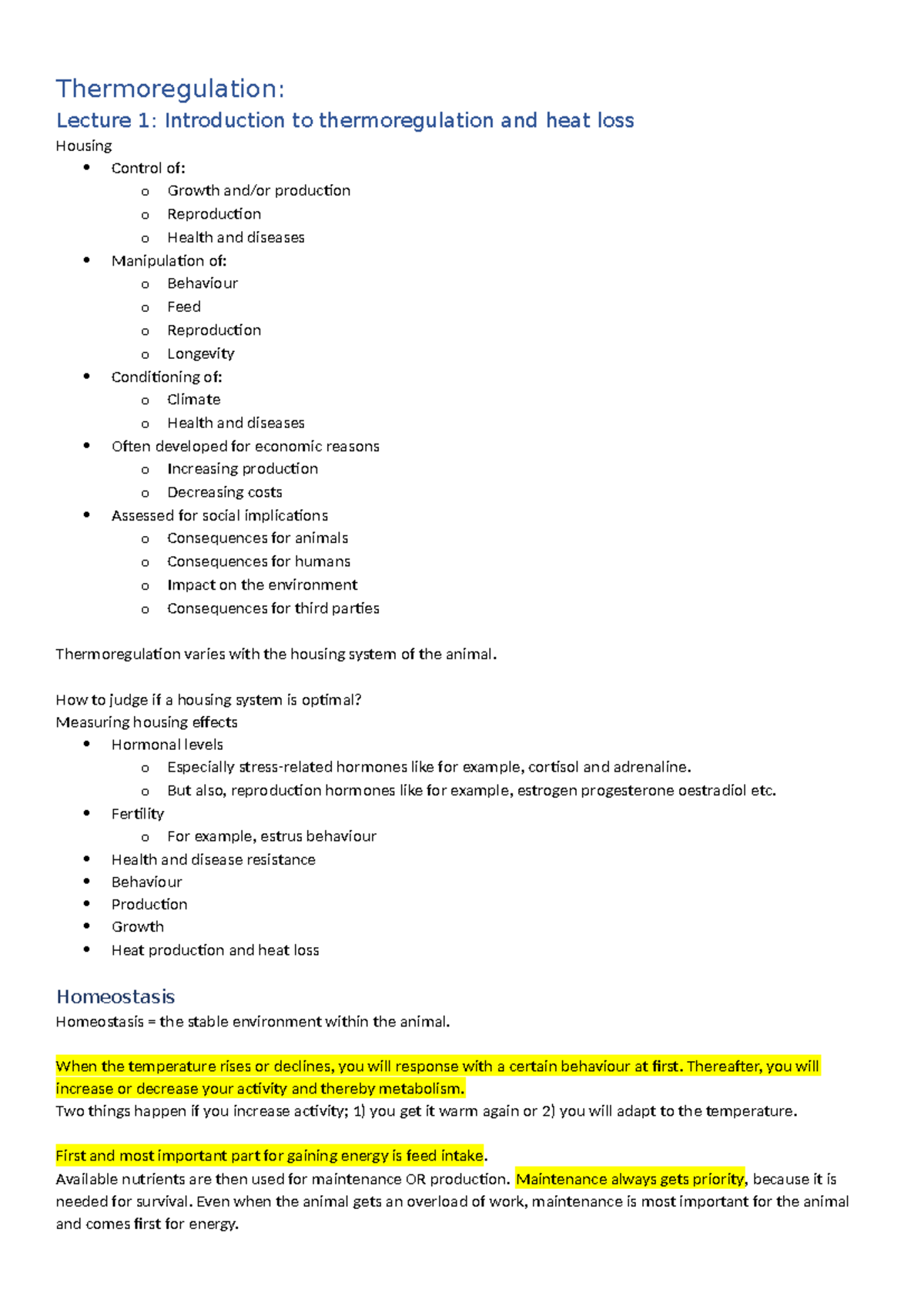 Thermoregulation Lecture Notes (Zoology 101) - Insights on Heat ...