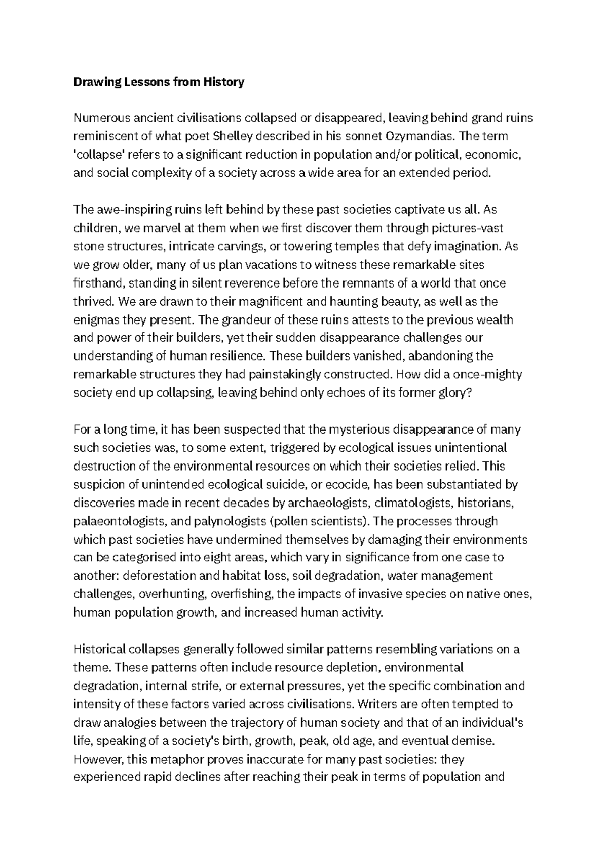 Lessons from History: Understanding Civilizational Collapse and ...