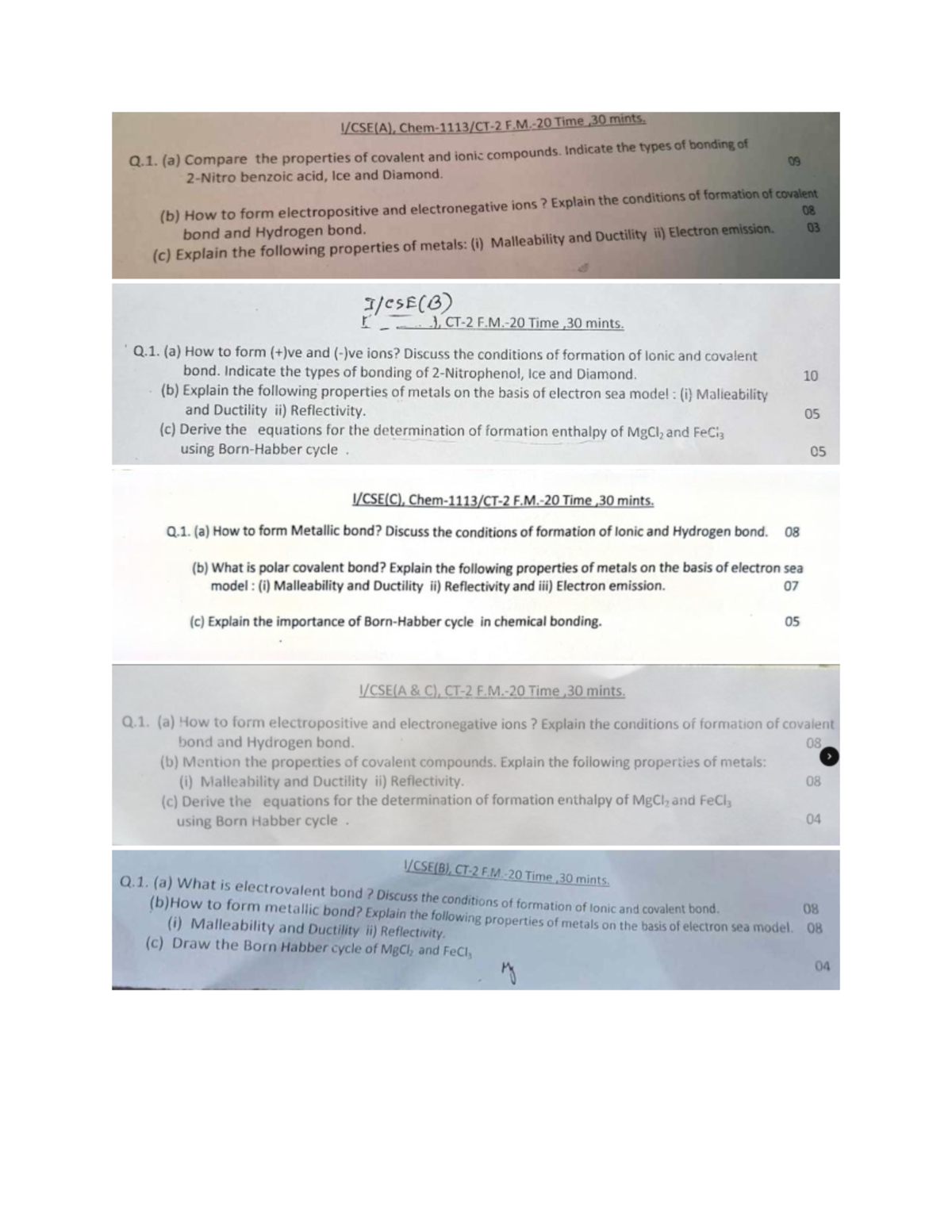 Maa First Exam Paper: Covalent & Ionic Bonding Properties - Studocu