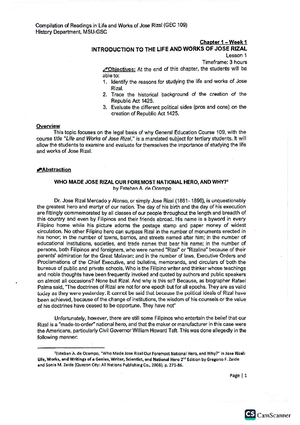 Rizal - ... - Chapter 3 Summary # The two friars, Father Sibyla and ...