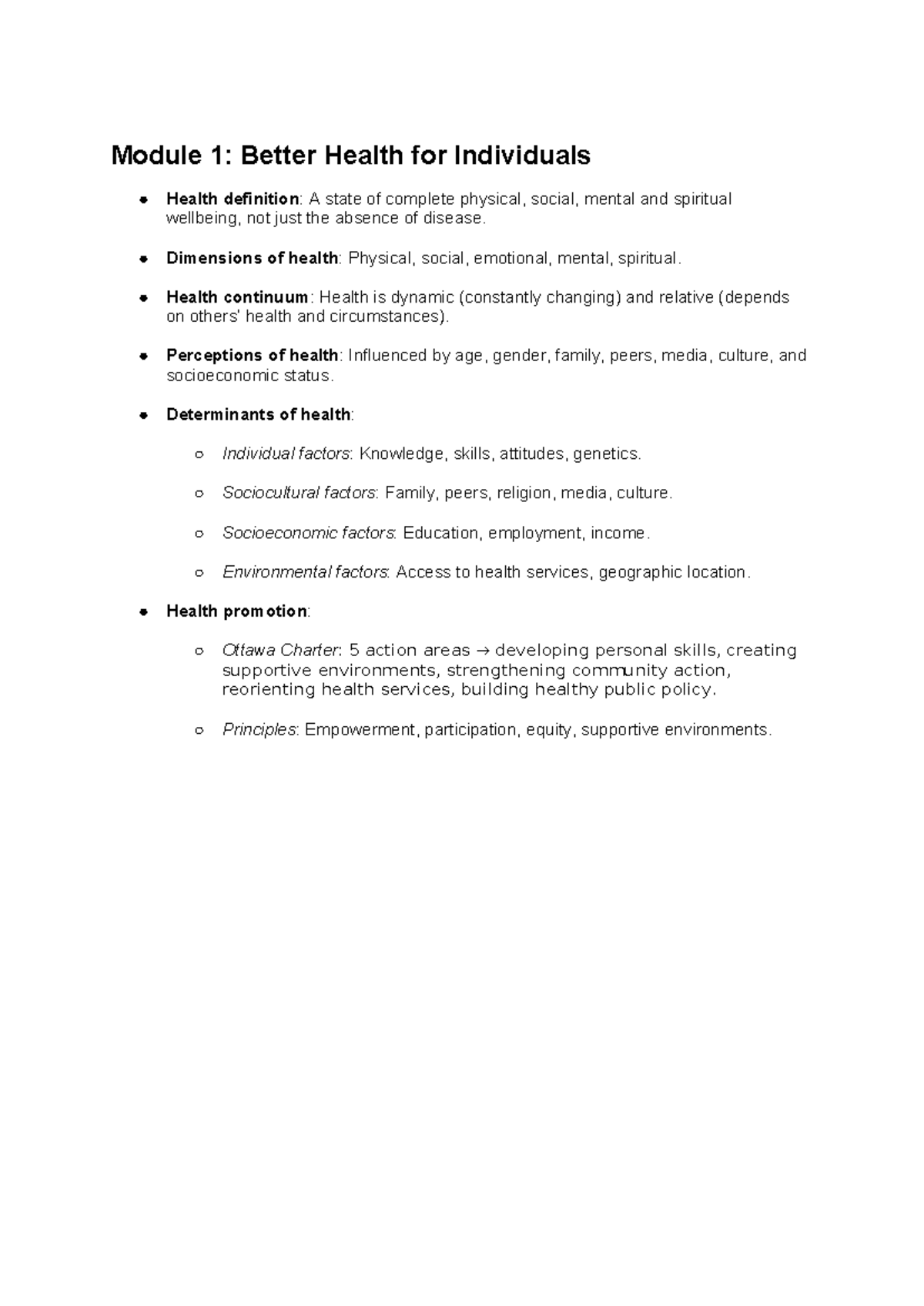 Module 1: Better Health for Individuals - Key Concepts and Definitions ...