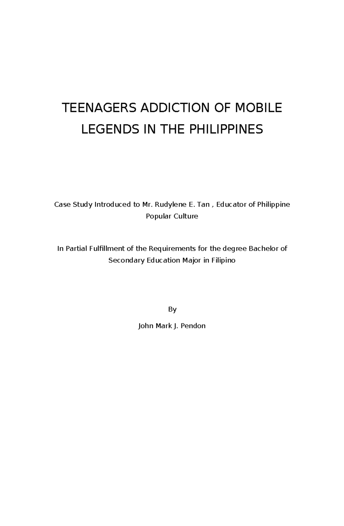 Teenagers' Addiction to Mobile Legends: A Case Study in the Philippines ...