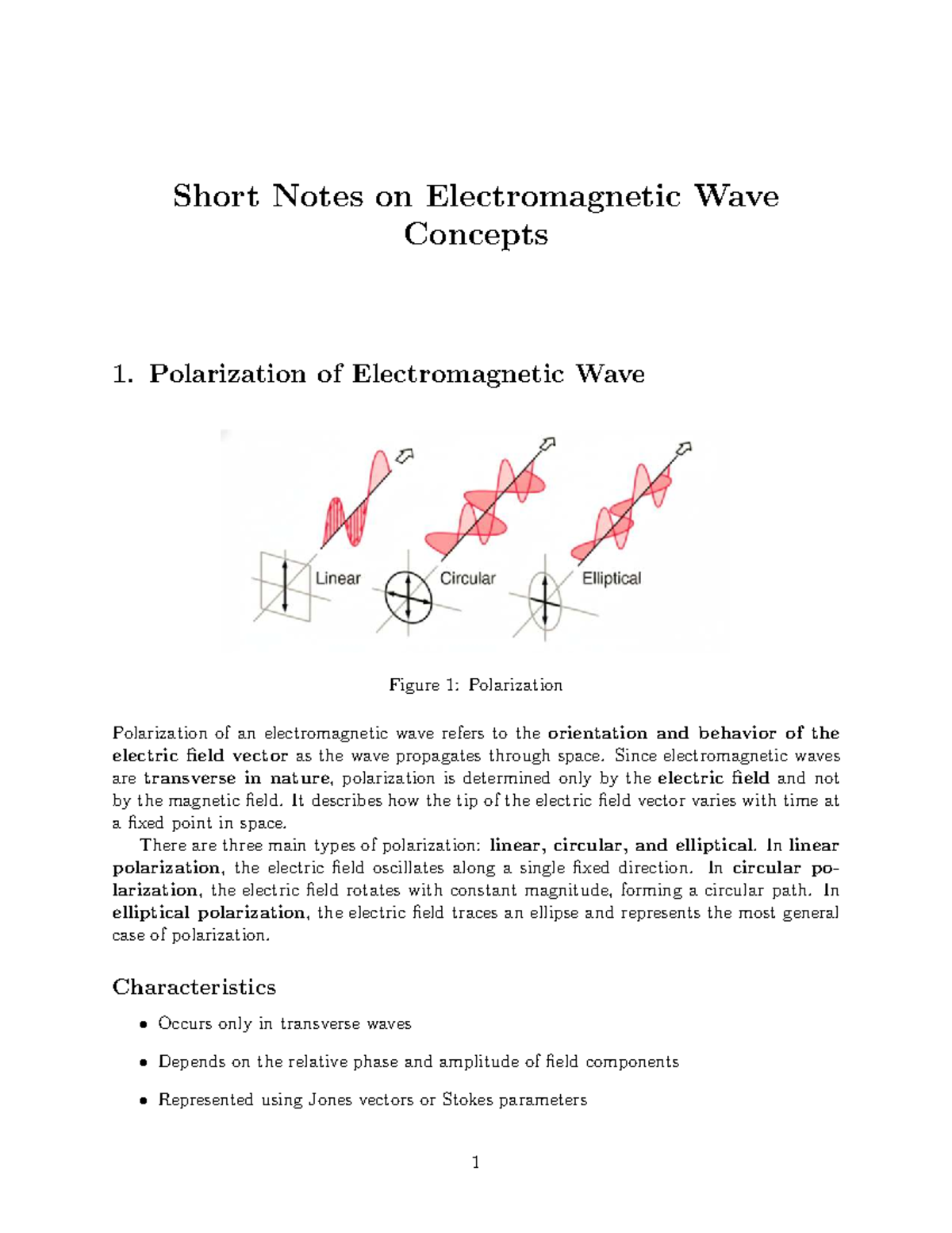 EMW Unit II - Polarization Concepts in Electromagnetic Waves - Studocu