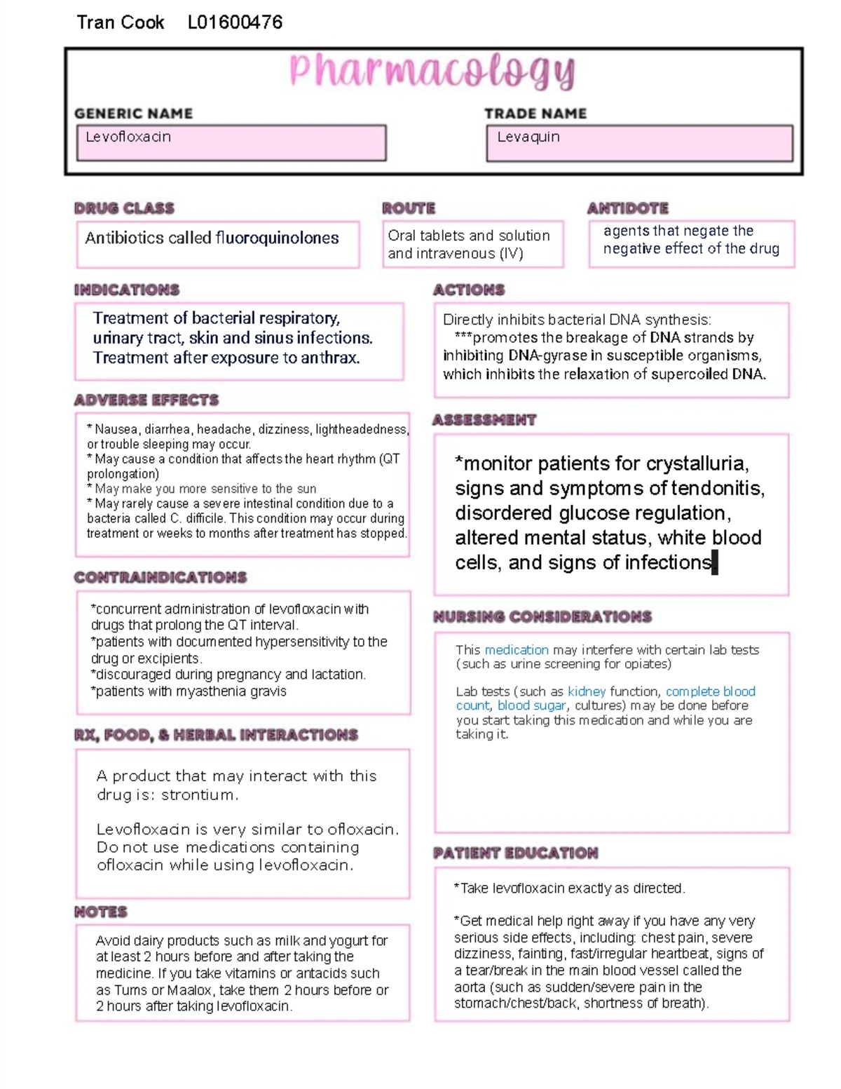 Cardiac Drugs - Pharm drug cheat sheets - Class Drug Uses Side Effects ...