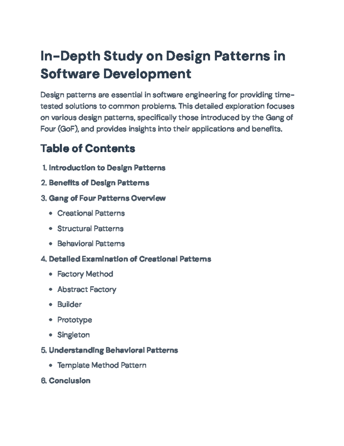 Comprehensive Study on Design Patterns in Software Development (CS101 ...
