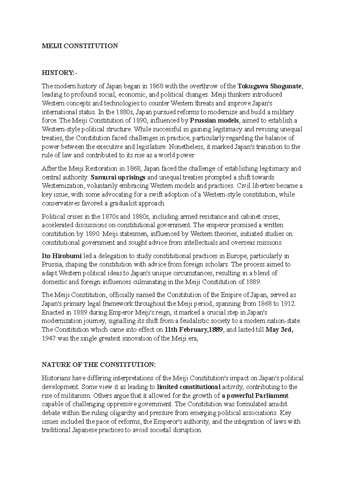 Meiji Constitution (1889) Final Draft: Historical Overview & Analysis ...