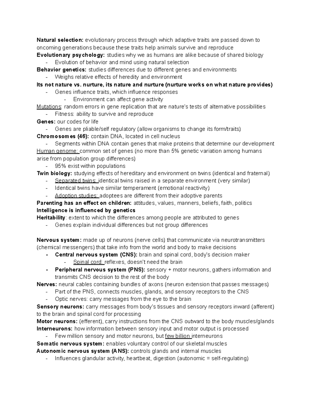 AP Psychology Lecture Notes: Neuroscience & Drug Effects - Studocu