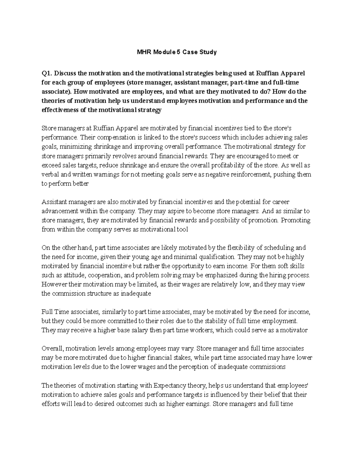 MHR Module 5 Case Study - case studies - MHR Module 5 Case Study Q1 ...