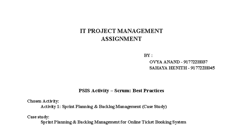 IT Project Management- Assignment - IT PROJECT MANAGEMENT ASSIGNMENT BY ...