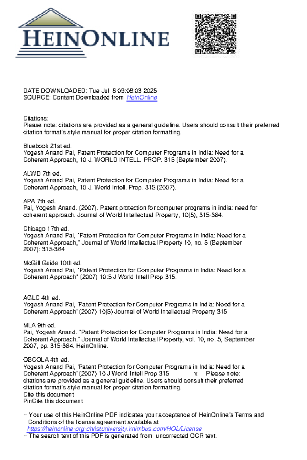 Patent Protection for Computer Programs in India: A Coherent Approach ...