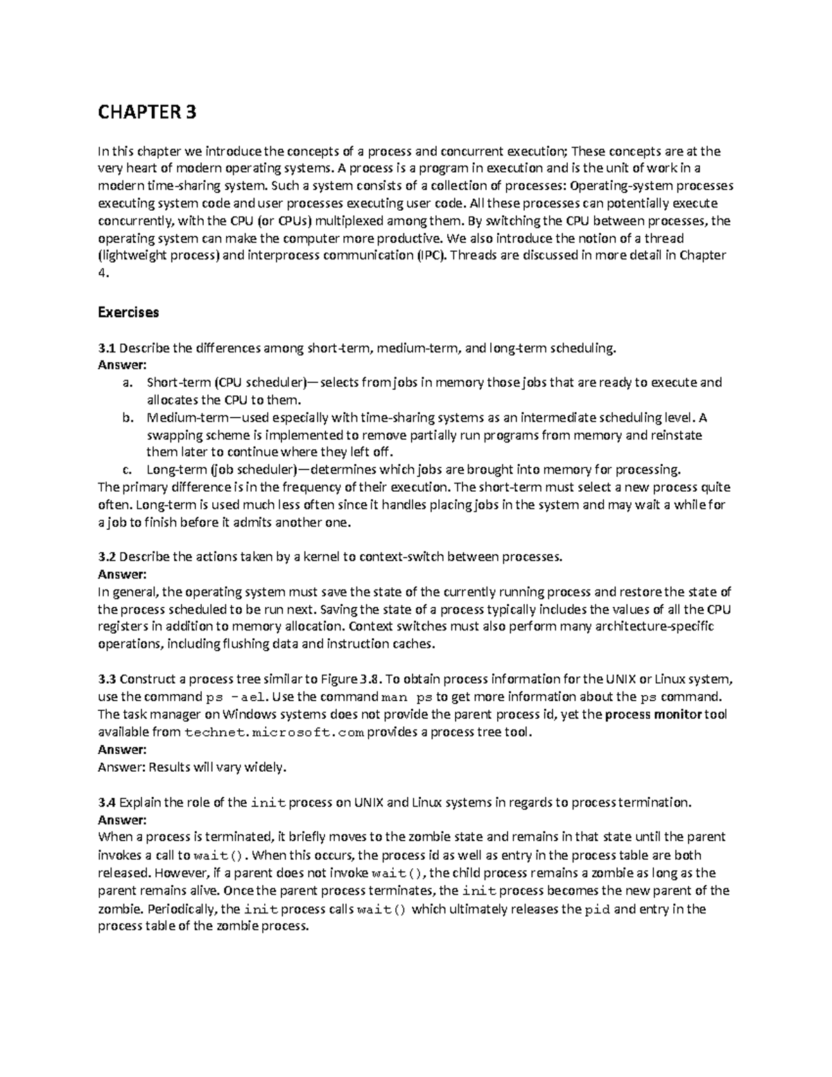Operating Systems Concepts (CS101) - Chapter 3 Exercises - Studocu