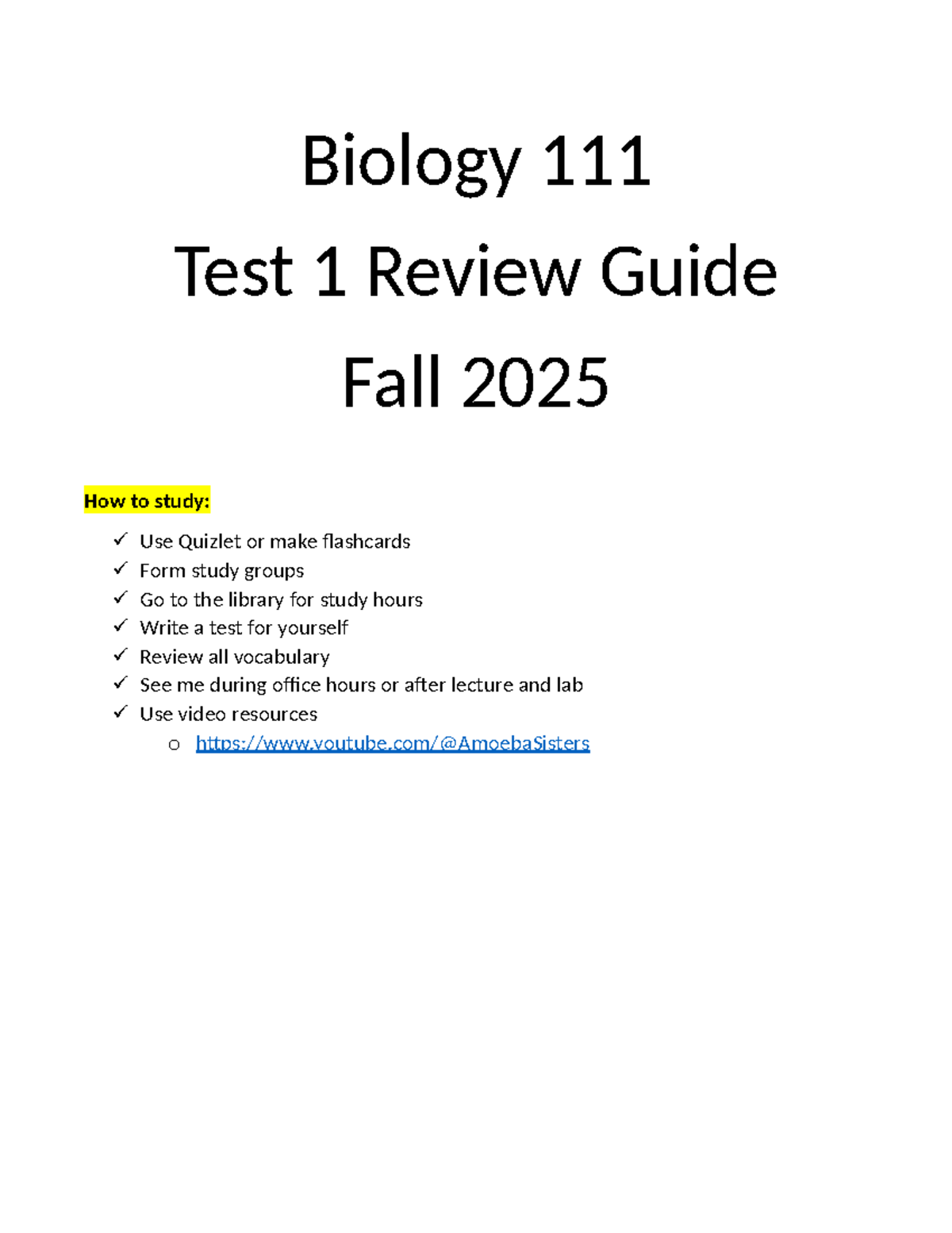 Biology 111 Exam Review: Cell Structure, Membrane & Biomolecules - Studocu