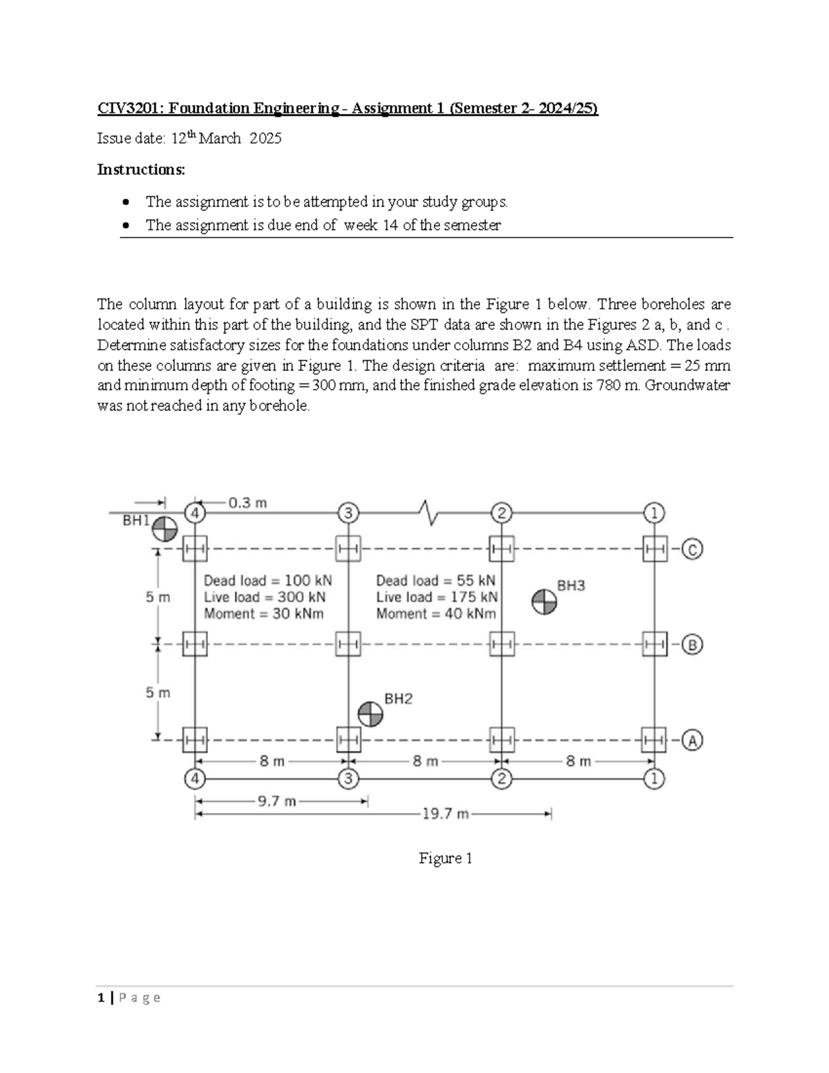 CIV3201 - Assignment 1: Foundation Engineering Study and Design ...