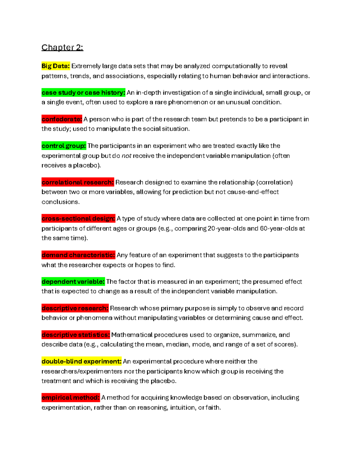 Psychology Research Methods & Stats Overview (Chapters 2-3) - Studocu