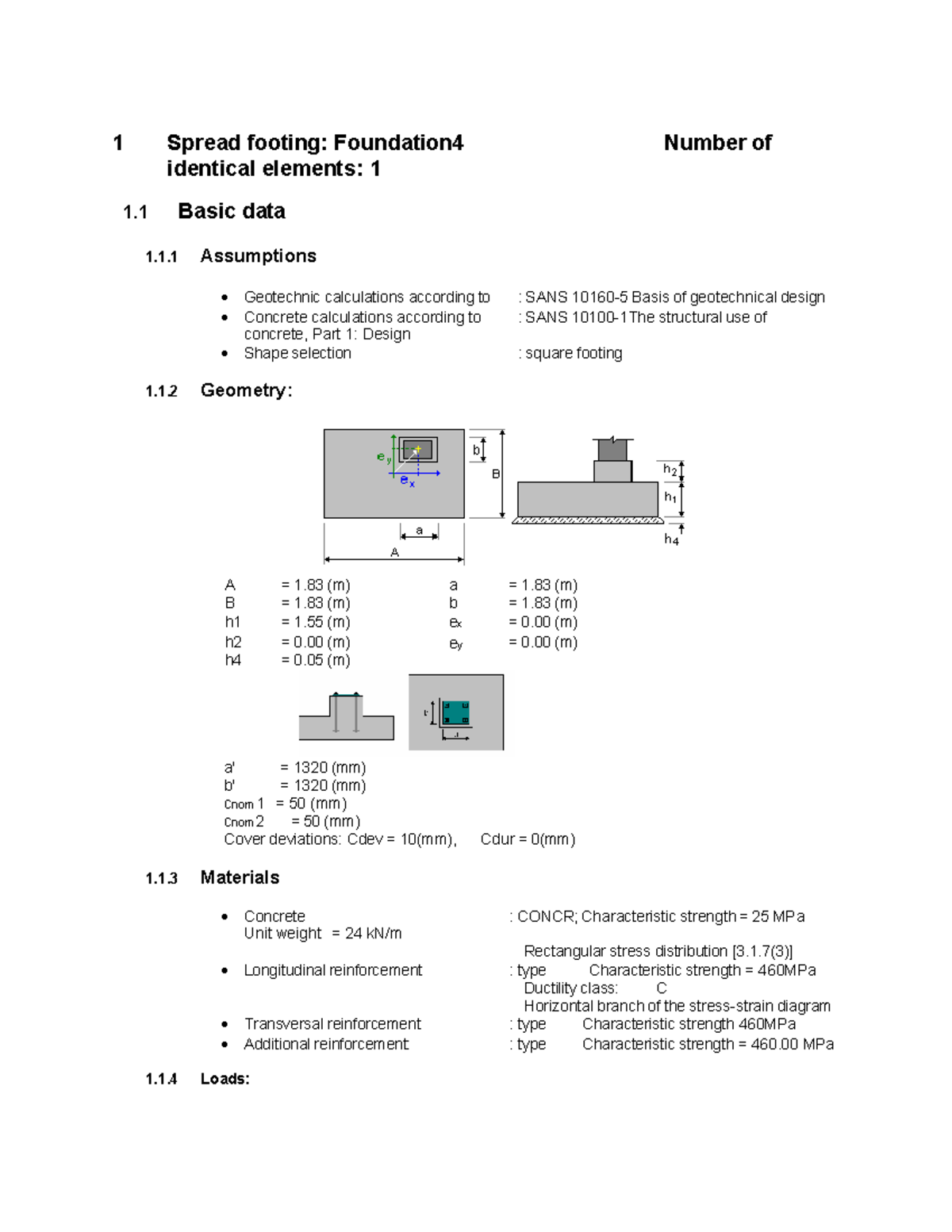 Calculation Sheet for Spread Footing Design (Course Code: Foundation4 ...