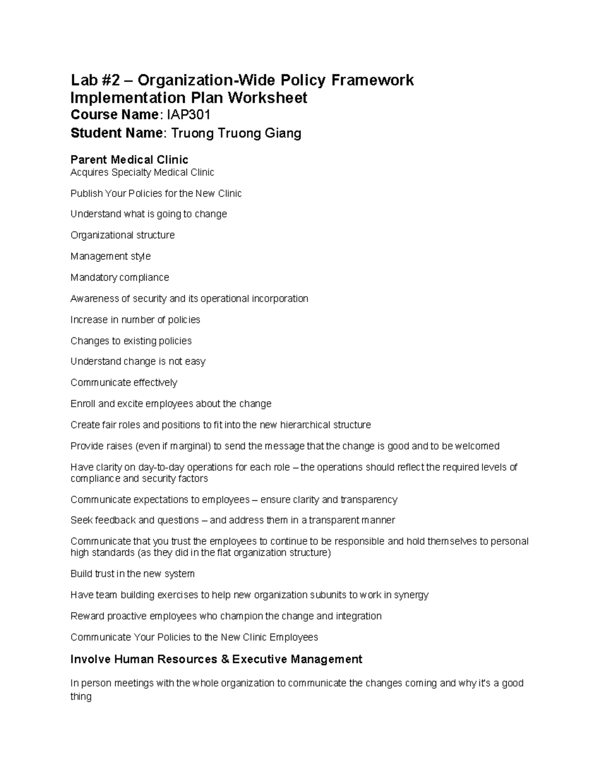 IAP301-SE130267-Lab2 - Lab #2 – Organization-Wide Policy Framework ...