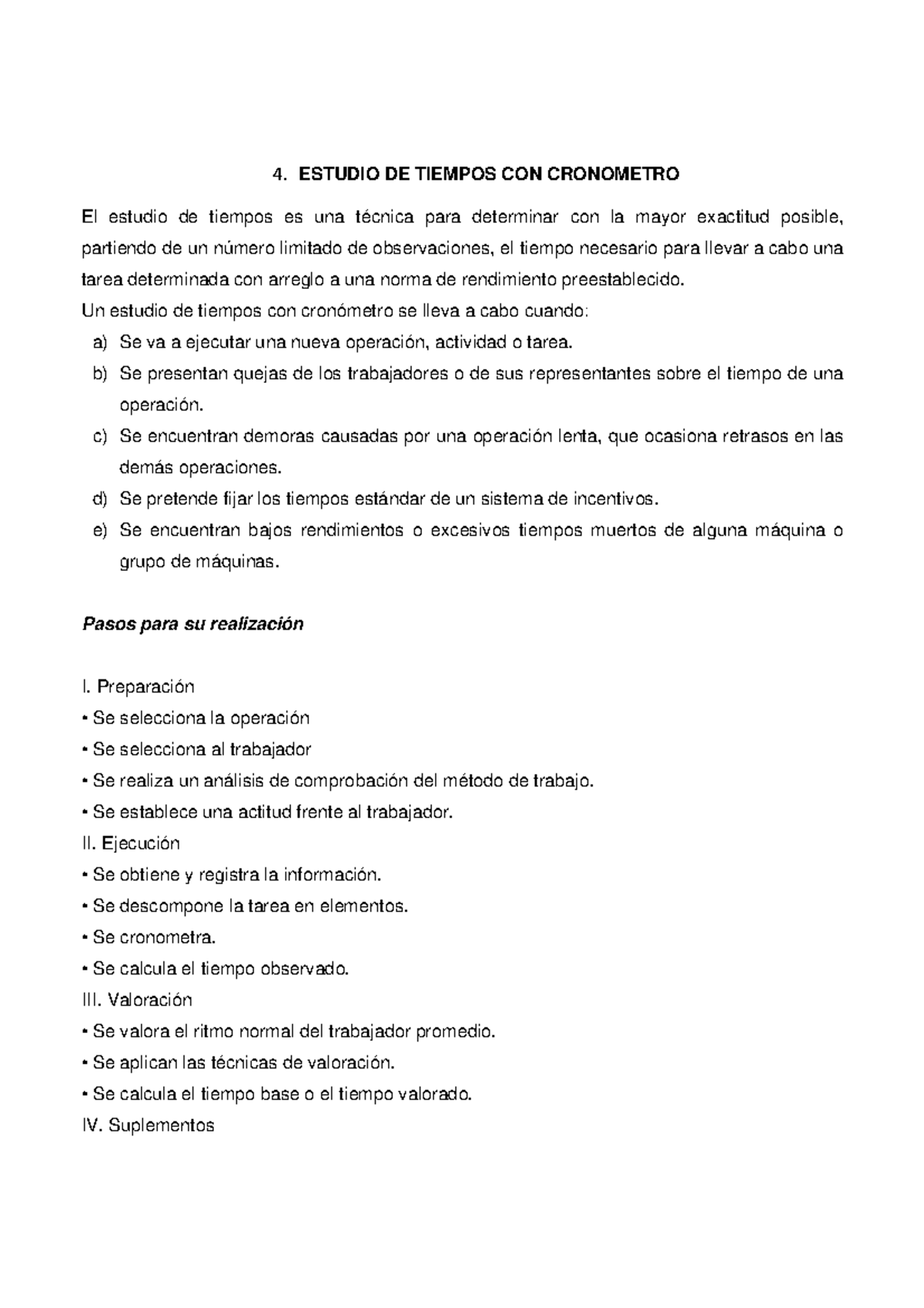 Capítulo 4: Estudio de Tiempos con Cronómetro (Métodos y Técnicas ...