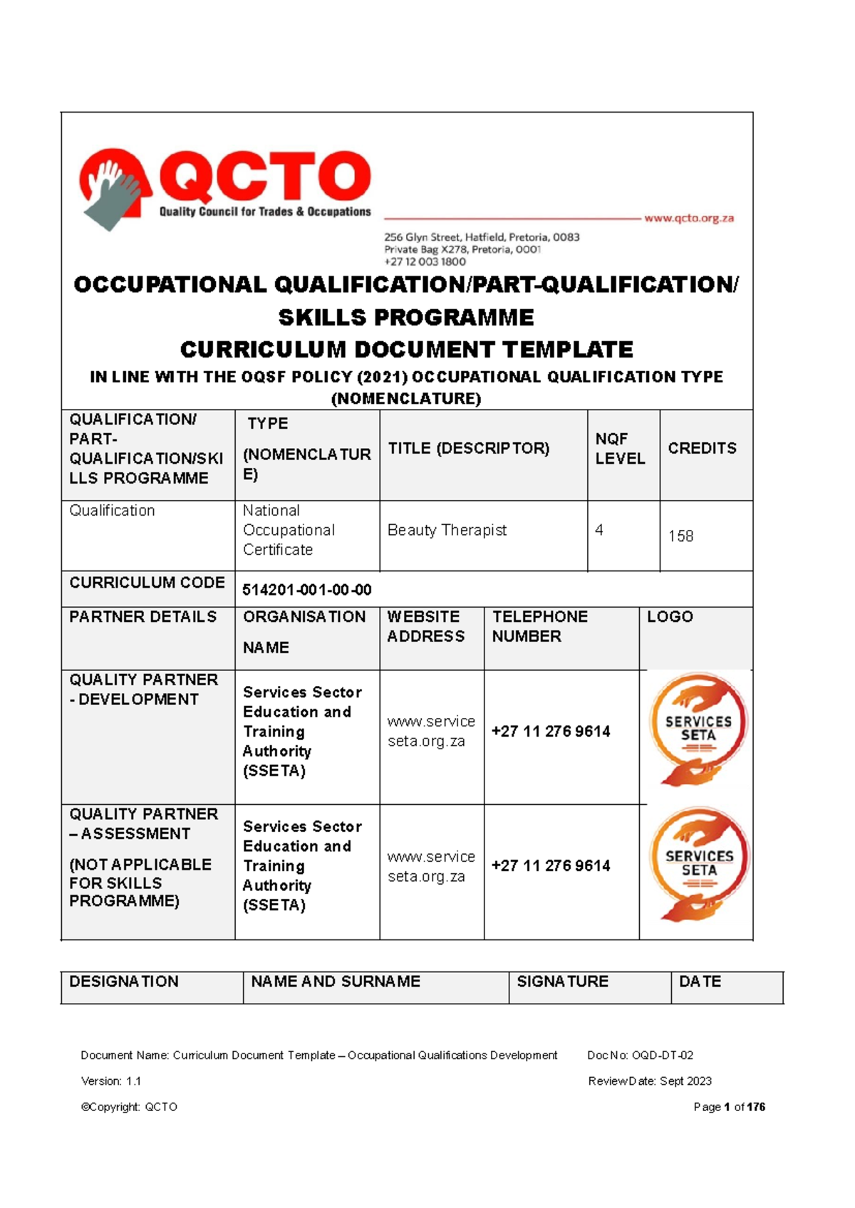 Beauty Therapist Curriculum Document (514201-001-00) Overview and ...