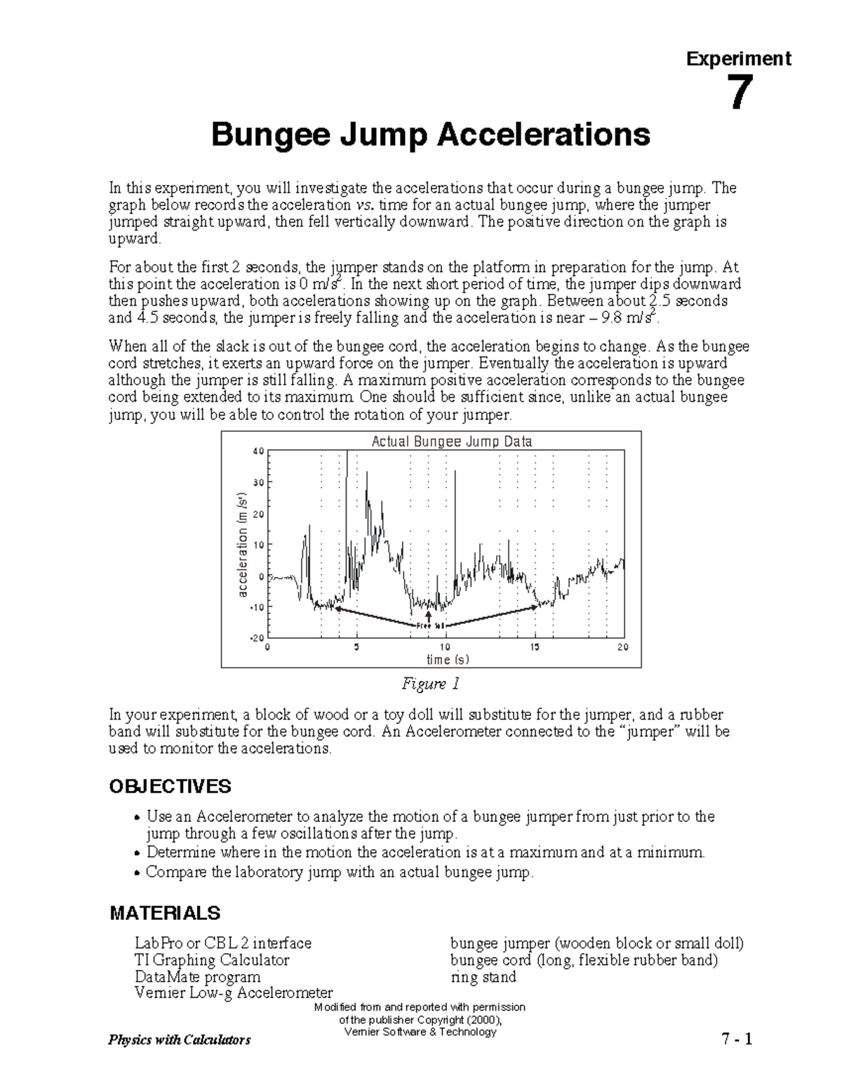 Experiment 7: Analyzing Bungee Jump Accelerations with Vernier - Studocu