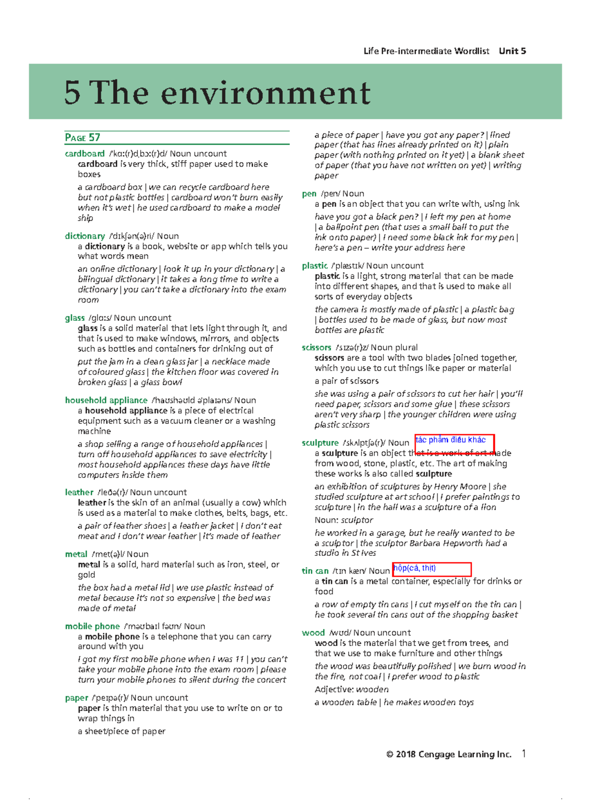 Life Pre-Intermediate Wordlist Unit 5: The Environment (Final) - Studocu