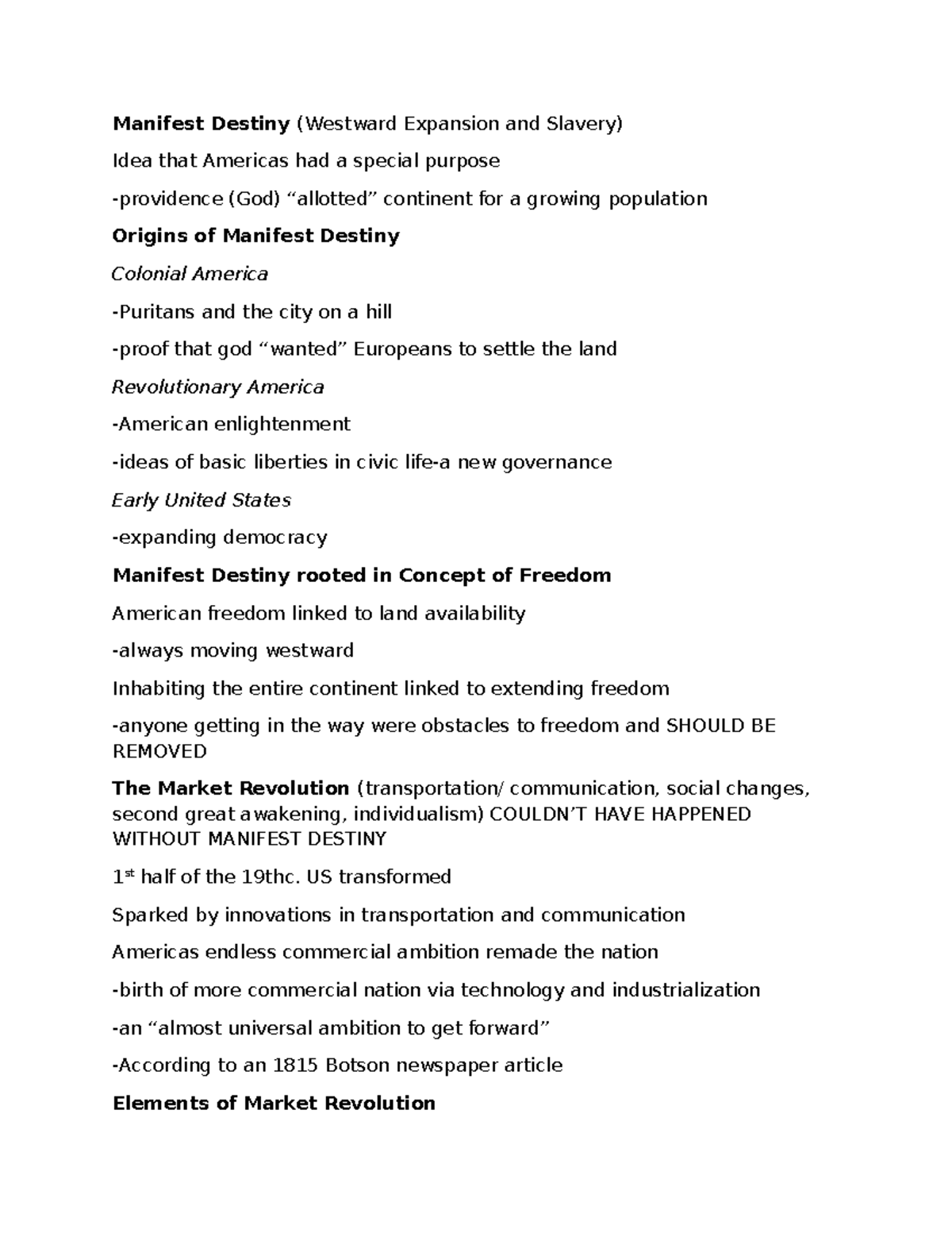 Manifest Destiny: America's Transformation 1800-1860 - Studocu