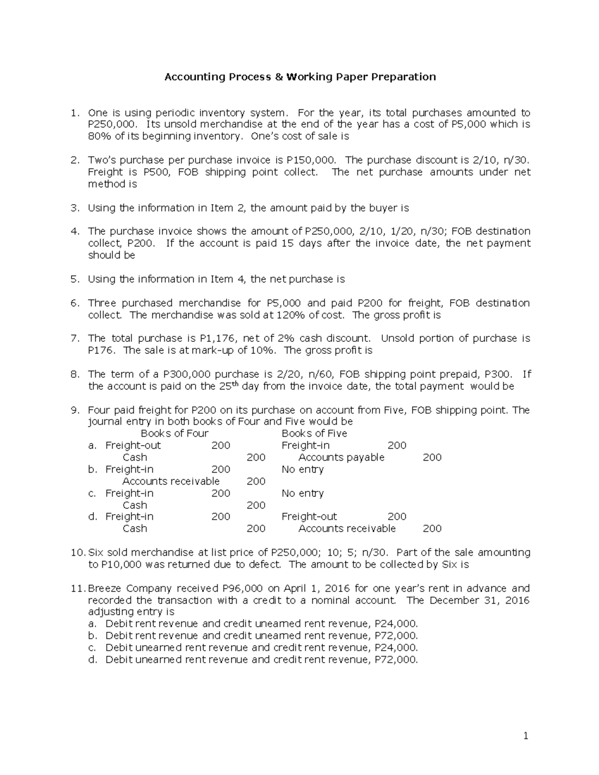 Accounting Cycle Problems: Detailed Exercises and Solutions for ACC 101 ...