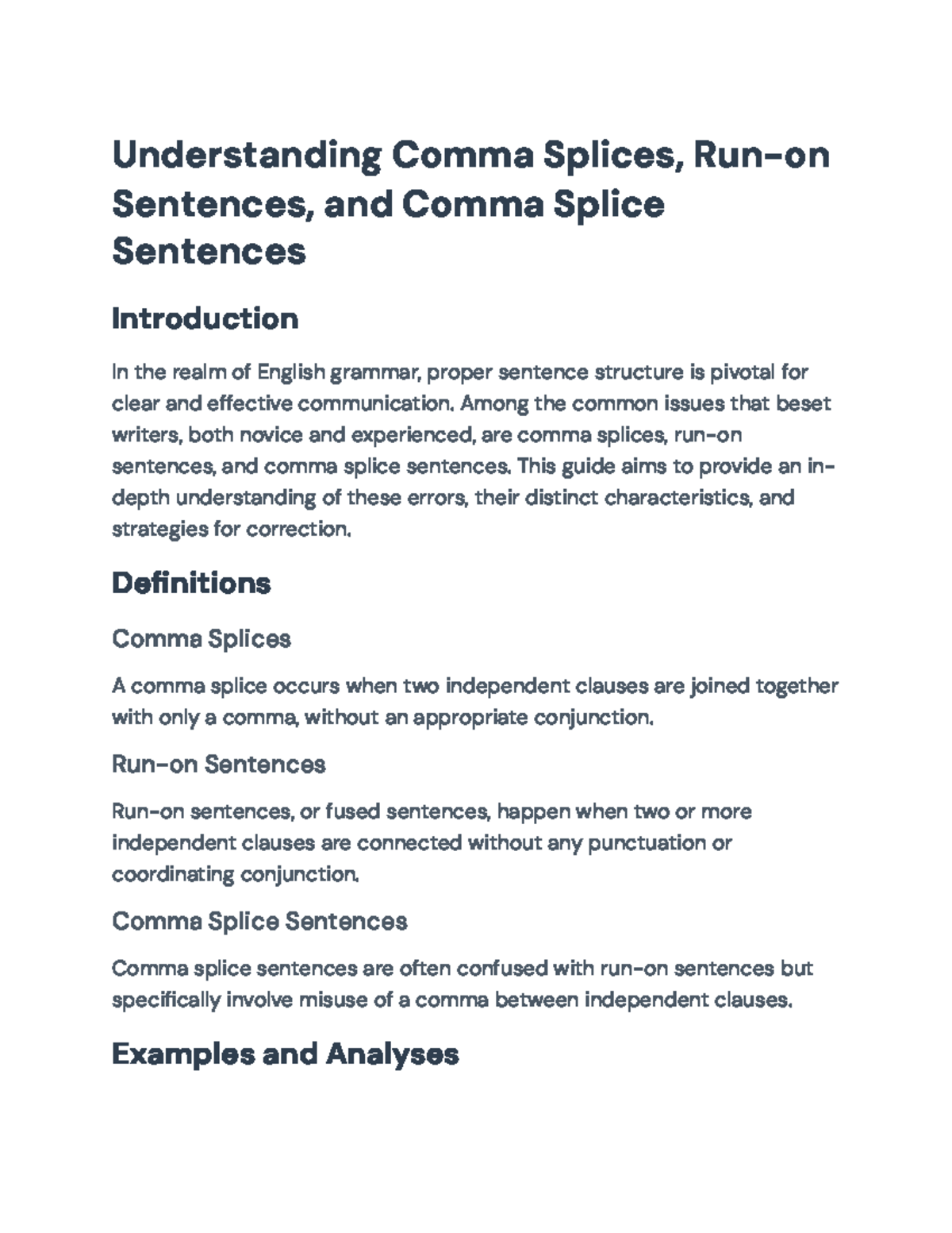 Mastering Comma Splices and Run-on Sentences: A Comprehensive Guide ...