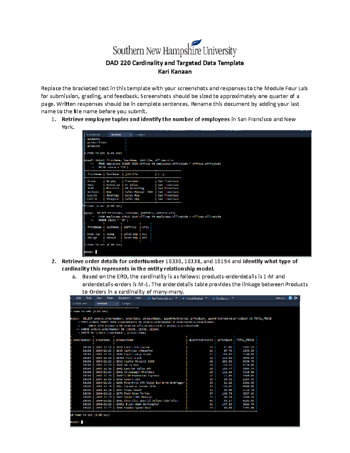 DAD 220 Module 4 Lab: Exploring Cardinality and Targeted Data - Studocu