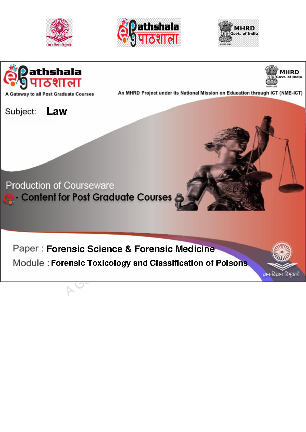 LAW/CJA/VIII - Forensic Toxicology: Classification of Poisons - Studocu