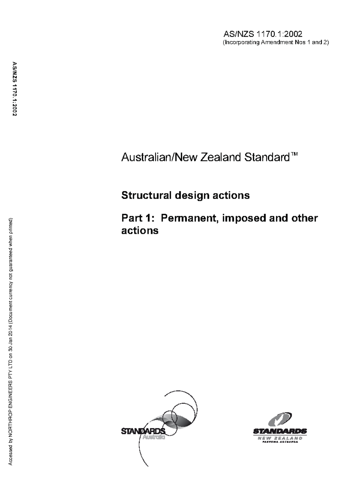 AS1170.1 Structural design actions Permanent, Imposed, and other ...