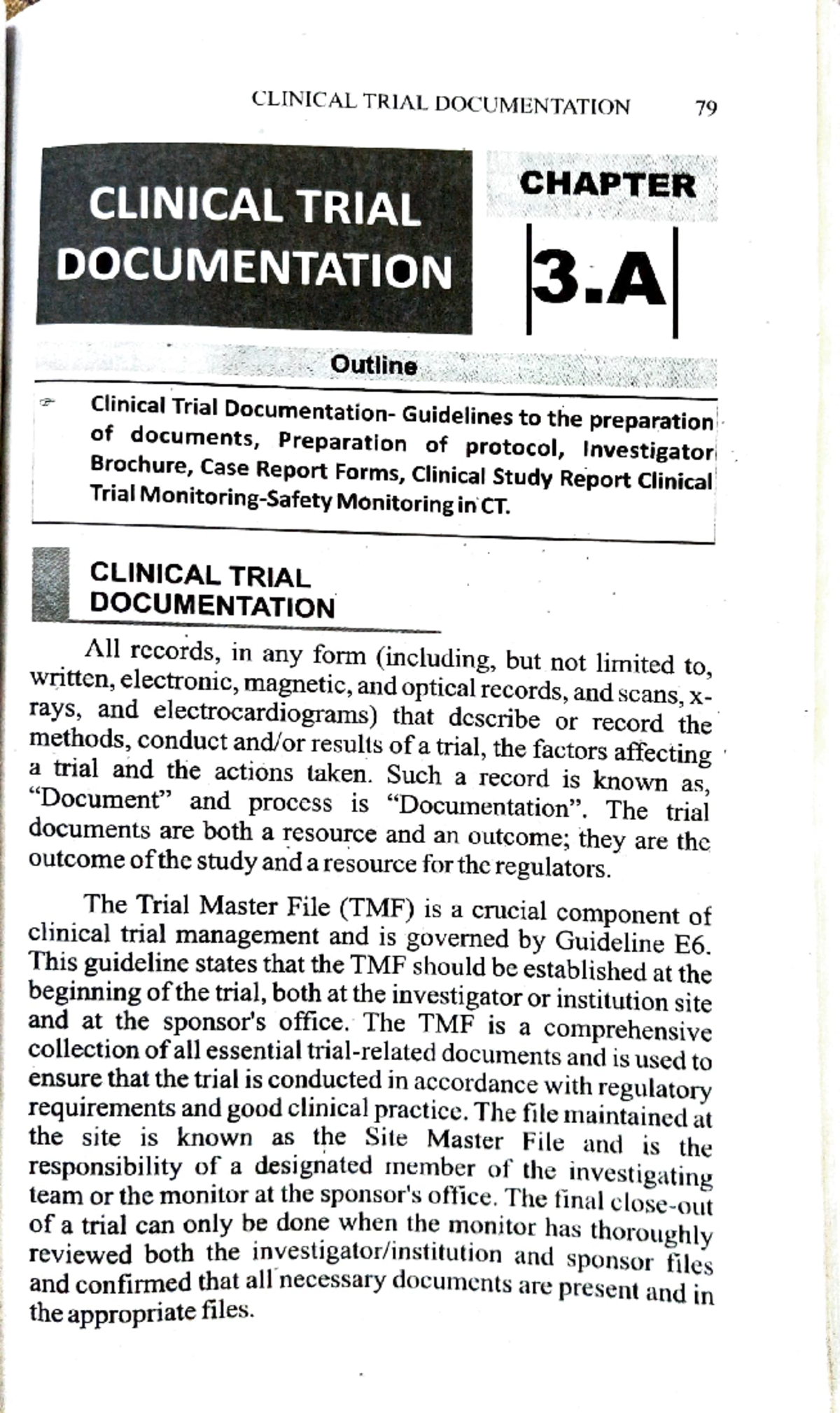 Unit 3 - Specific notes - CLINICAL TRIAL DOCUMENTATION CLINICAL TRIAL ...