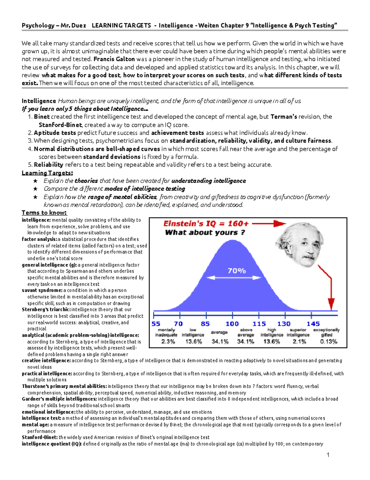 AP Psych Intelligence Notes: Understanding Key Concepts & Theories ...