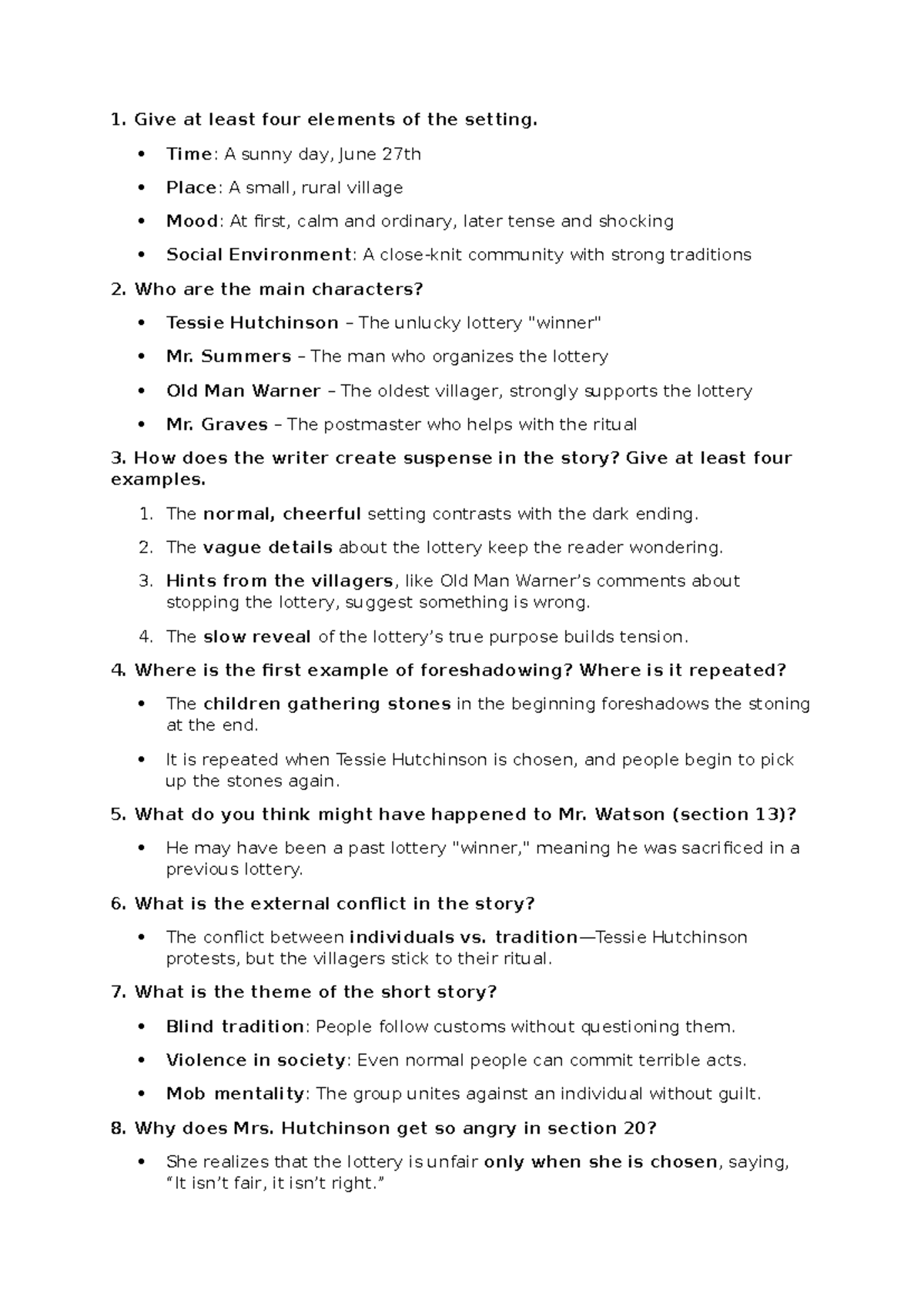 Engels Toets: Analysis of Key Elements in Short Stories - Studeersnel