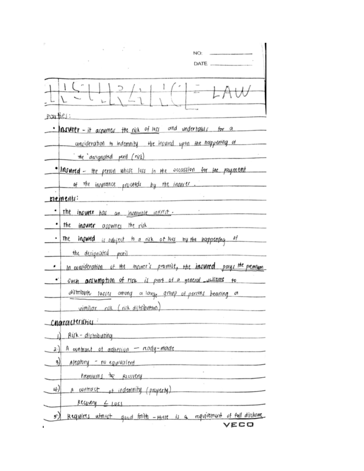 Insurance Law Notes: Key Concepts and Elements of Risk and Indemnity ...