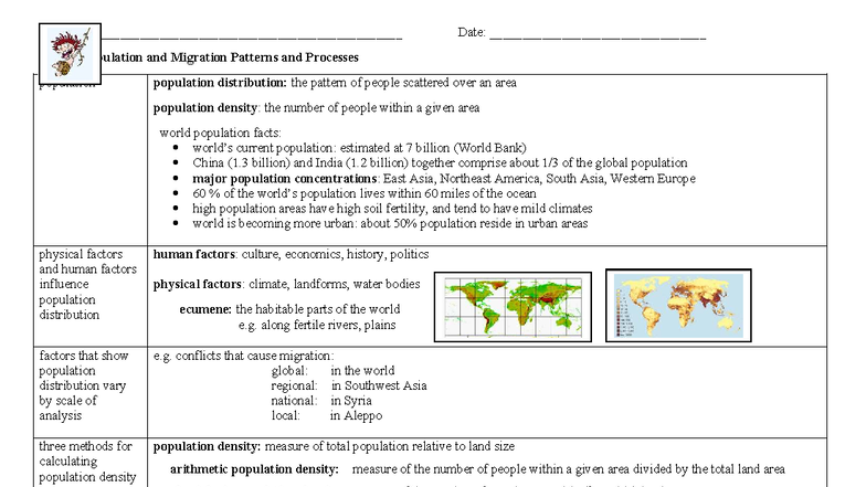 Unit 2: Population & Migration Patterns - Vocabulary & CED 2019-2020 ...