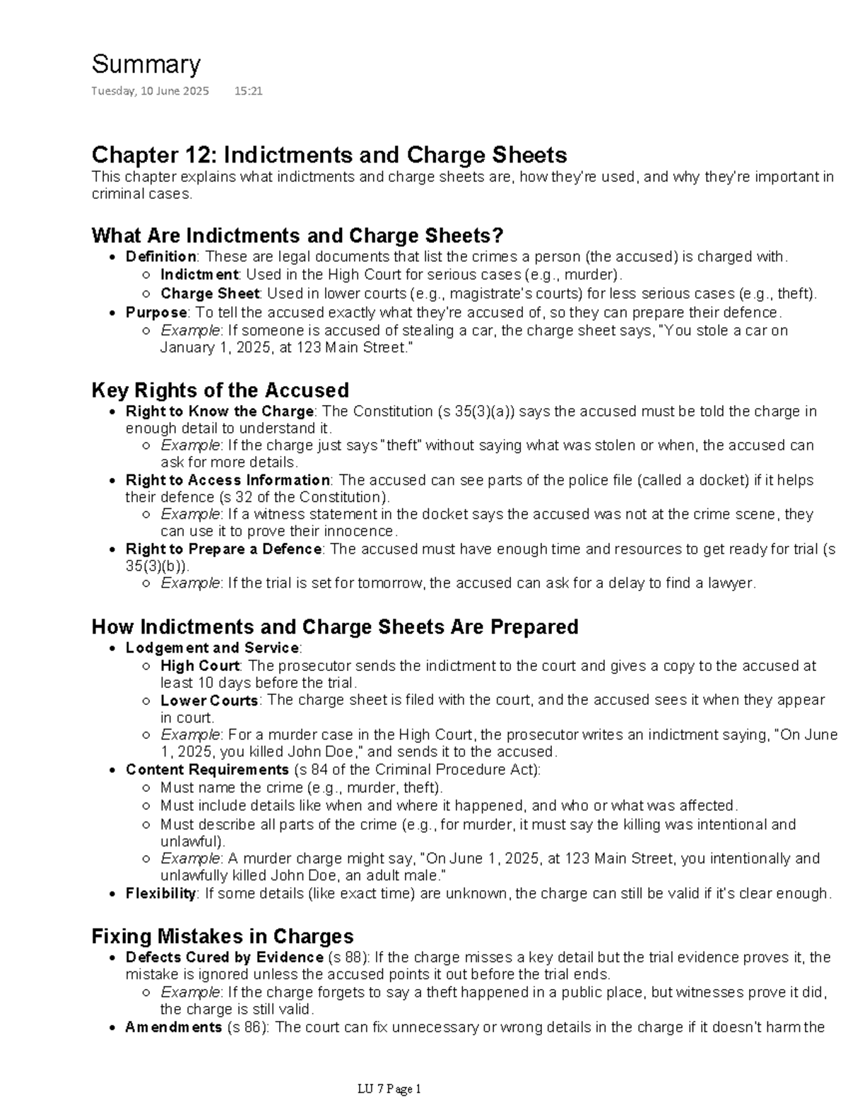 LU7 Summary: Chapter 12 & 15 - Indictments, Charges, and Trial ...