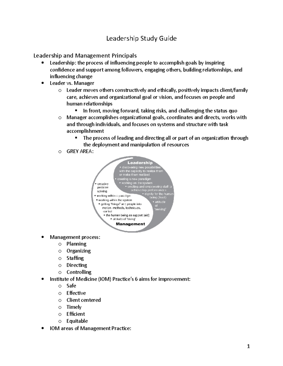 Leadership Study Guide - Leadership Study Guide Leadership and ...