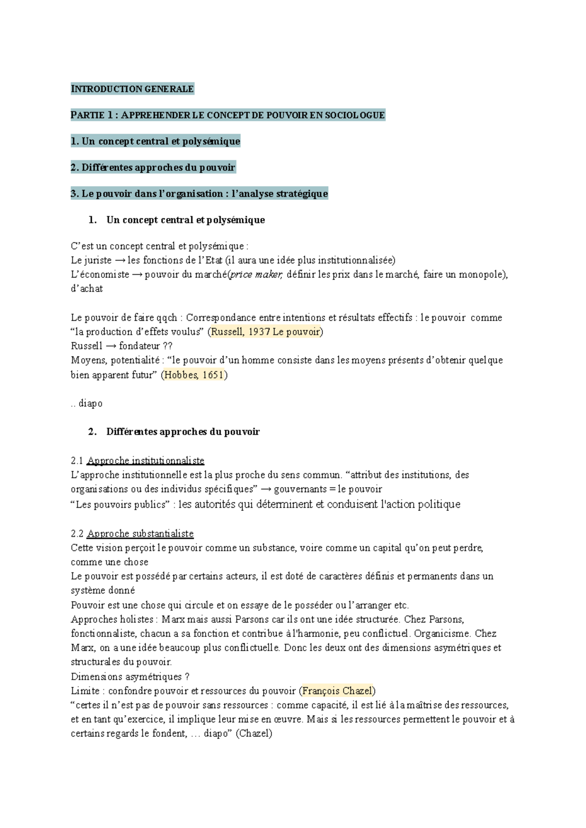 S4 CM Théories et Concepts du Pouvoir en Sociologie - Analyse ...