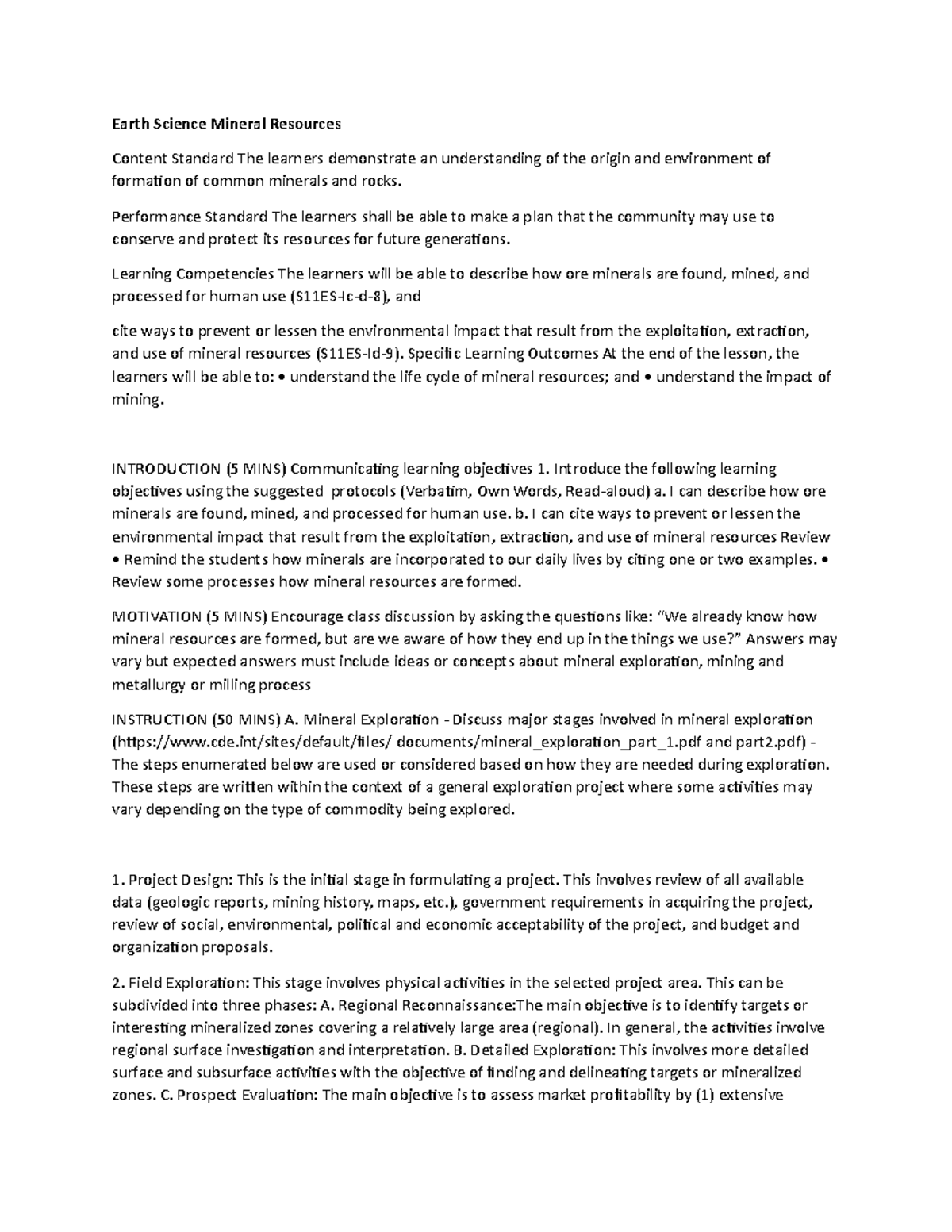 Earth Science Mineral Resources - Earth Science Mineral Resources ...