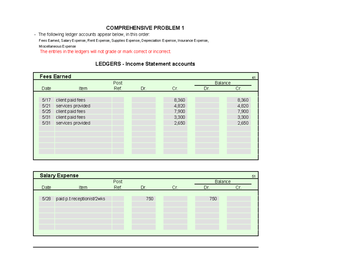 Comprehensive problem 1 (1).xlsm - Income Statement Accounts ...