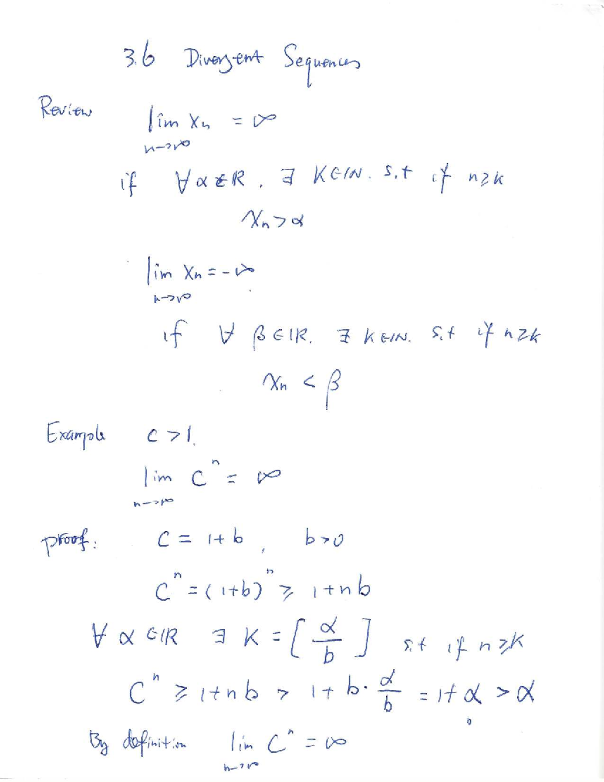 Lecture 22 Review of Divergent Sequences and Infinite Series - MA 34100 ...
