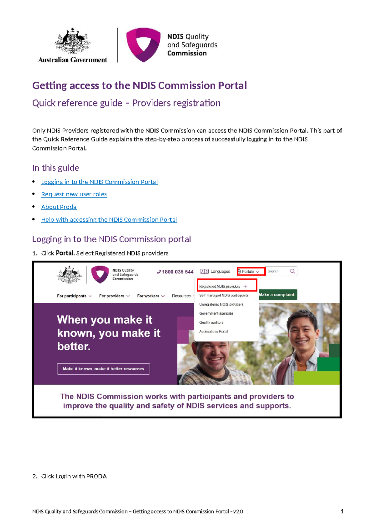 NDIS 101: Accessing the NDIS Commission Portal - Quick Guide v2.1 - Studocu