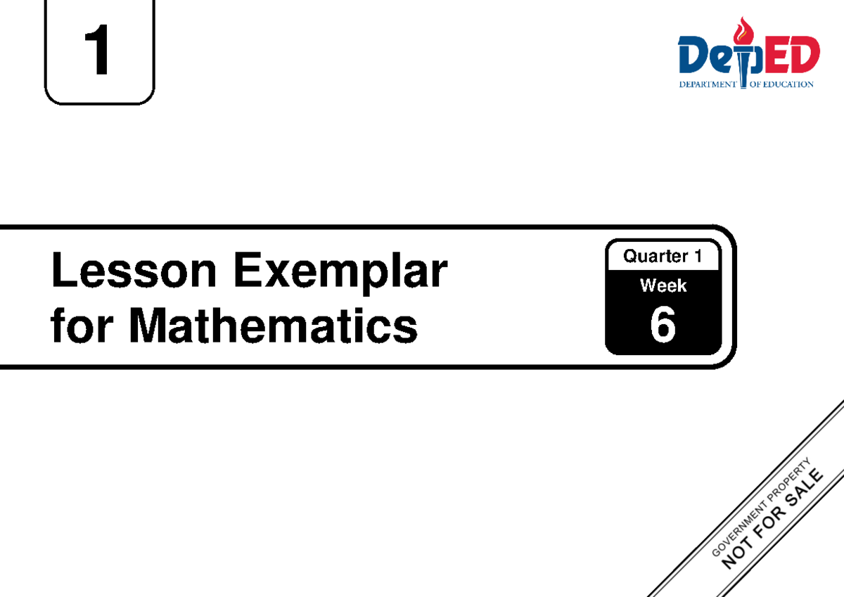 LE Math1 Q1 Wk6 Revised - Lesson Exemplar and Activity Sheets - Studocu